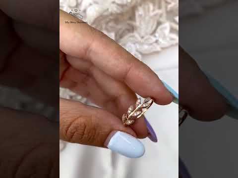 DIAMOND LEAVES TWIG BRANCH WEDDING BAND
