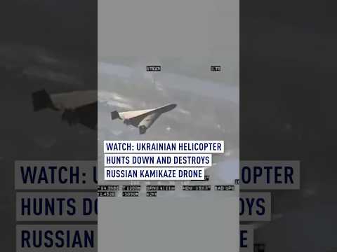 Watch: Ukrainian helicopter hunts down and destroys Russian kamikaze drone