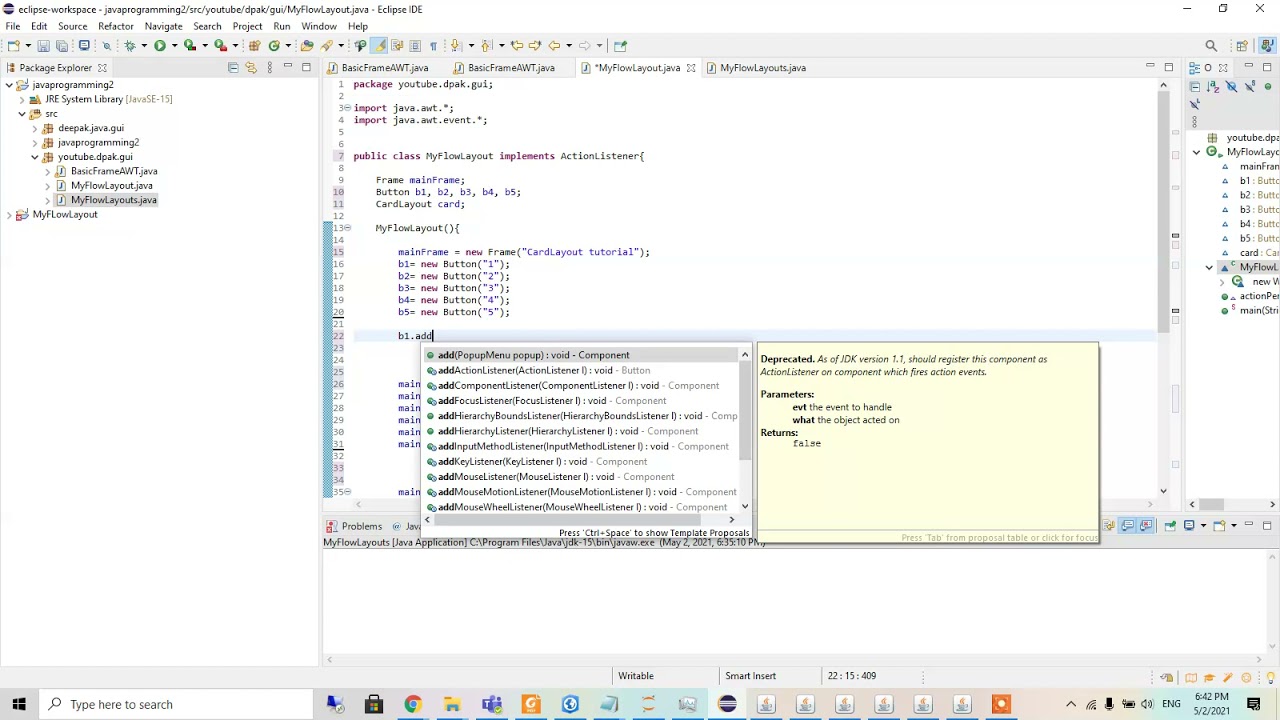 Card Layout in Java Graphical User Interface (GUI)