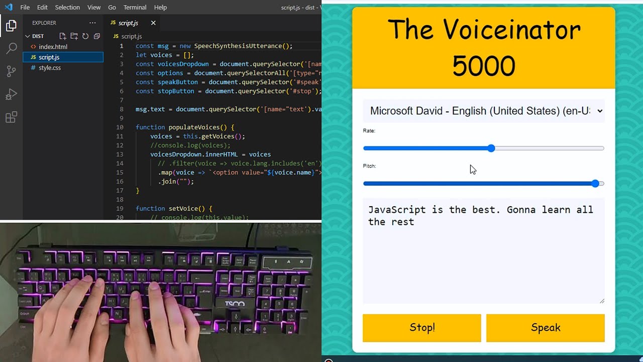 ASMR Programming - Coding Text to Speech App with JavaScript - No Talking