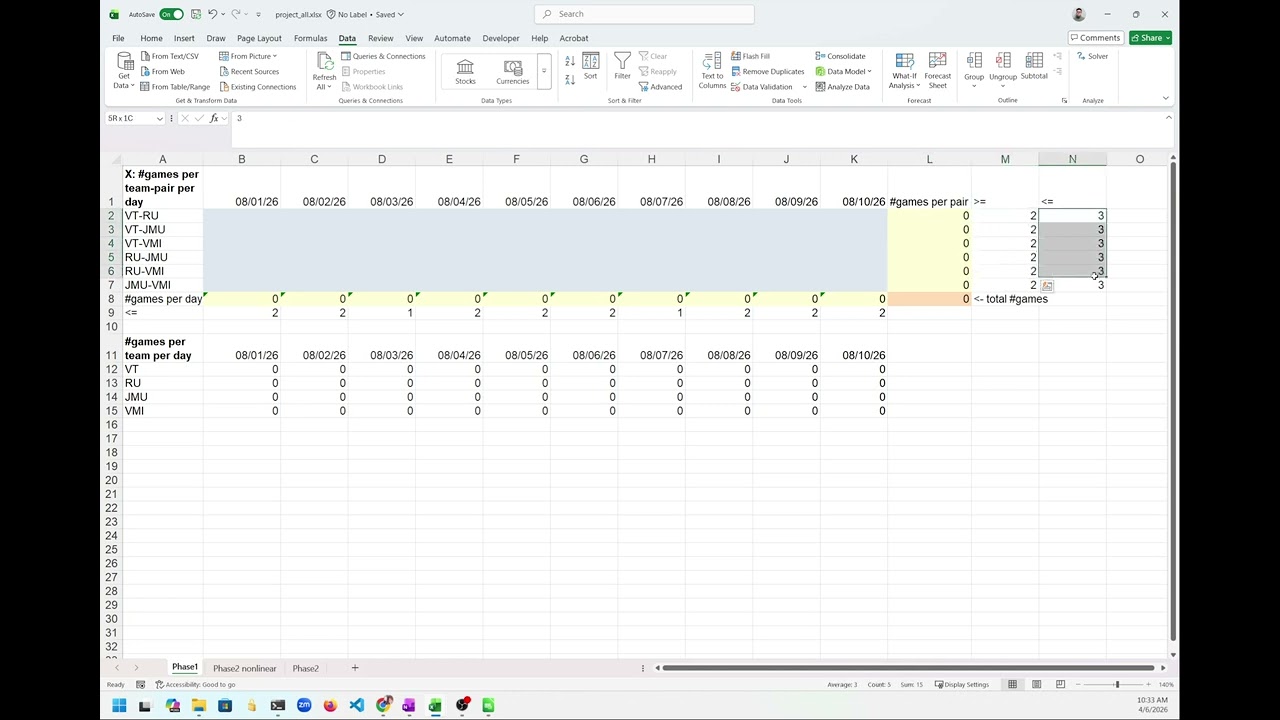 BIT2406 - 26SP Project Phase 1 Excel Solver