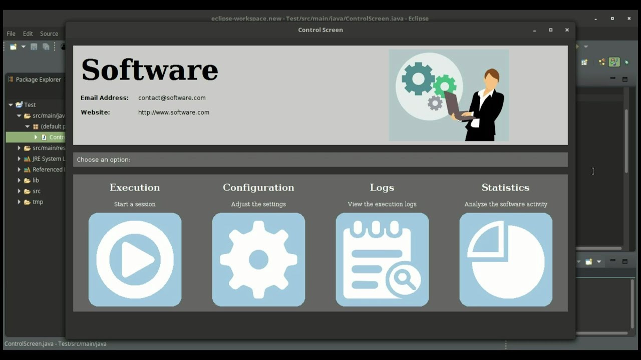 Build a Java modern  control screen GUI with ReflectionUI