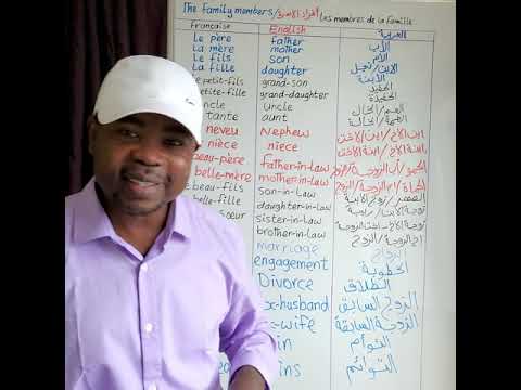 The family members, translated into French and Arabic