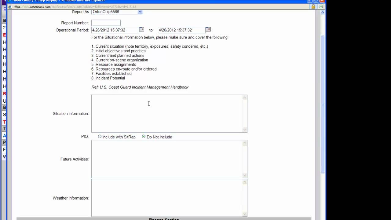 WebEOC How To - SitRep