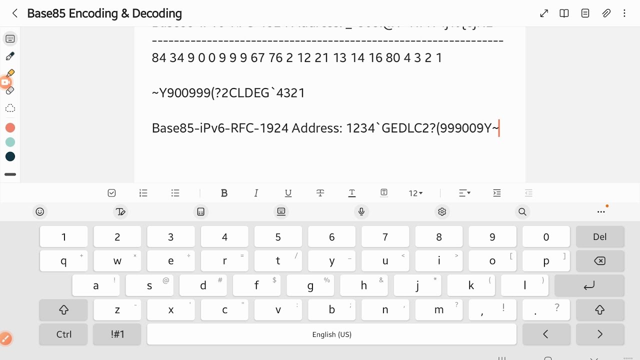 Encoding and Decoding in Base85-IPv6-RFC-1924