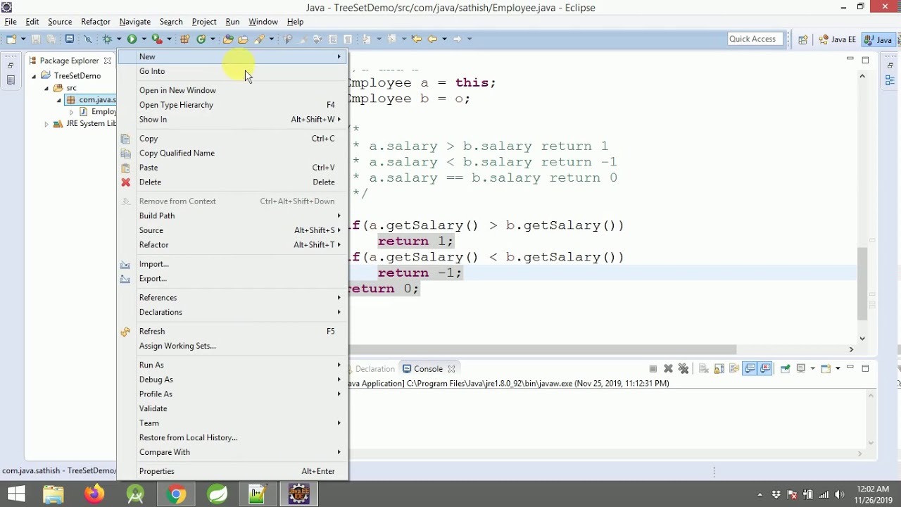 Java Collection - TreeSet with Comprable - Coding Tutorial