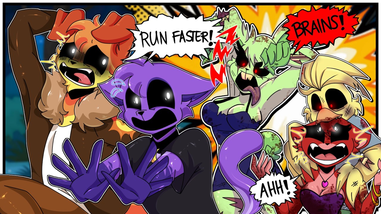 CatNap X DogDay's Zombie Smiling Critter Attack | Infected AU | Poppy Playtime Chapter 3┃Comic Dub