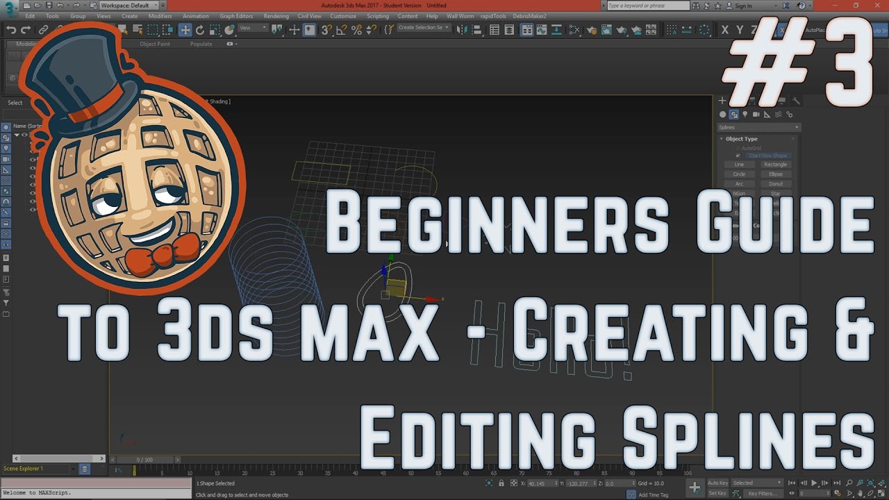 3dsmax Tutorial - Beginners Guide #3 - Creating and Editing Splines