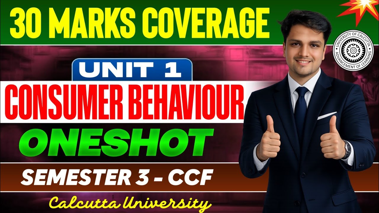 Unit-1 |Consumer Behaviour| One Shot + Sanjeevni Booti Discussion| Sem-3 CCF Calcutta University 