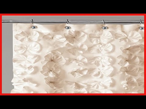 Lush Decor Lucia Shower Curtain - Fabric, Ruched, Floral, Textured Vintage Chic