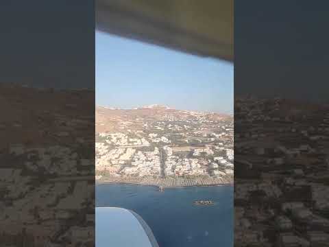 Santorini, Greece airport approaching . Summer 2022