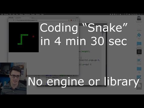 Coding "Snake" in 4 min 30 sec (plain browser JavaScript)