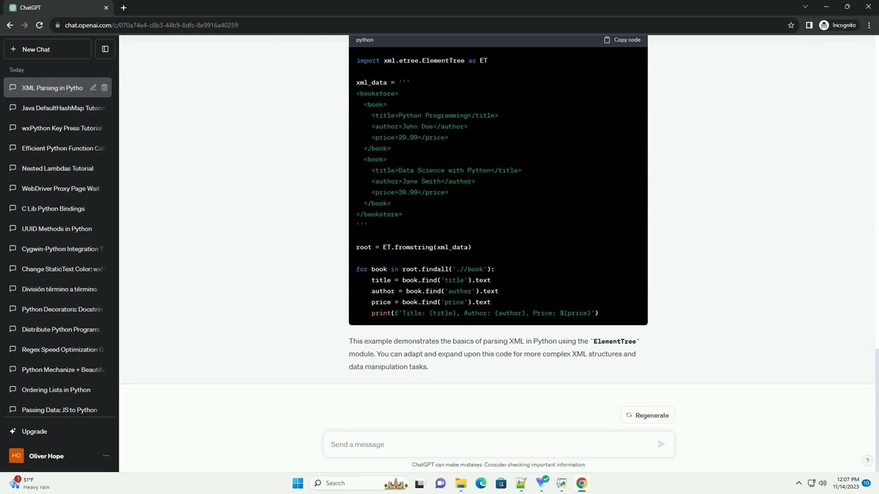 Parsing XML in Python using ElementTree example