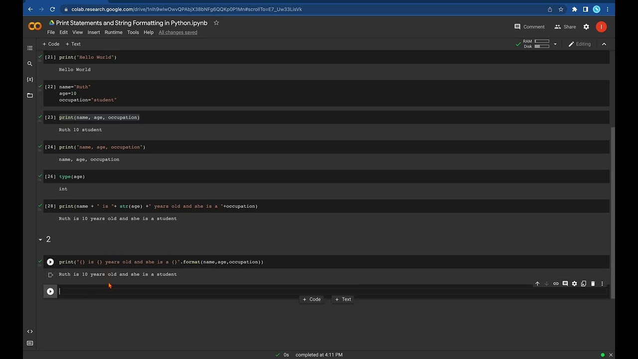 Print Statement and String Formatting in Python
