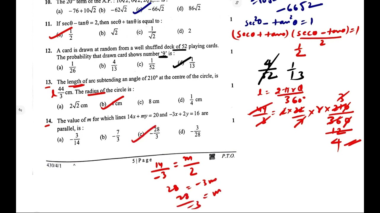 Class 10 Maths Basic 2025 answer key 430/4/1 set 1#basicmaths #answerkey