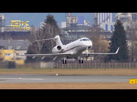 Bombardier Challenger 350 from NetJets Europe CS-CHM departure at Salzburg Airport SZG LOWS