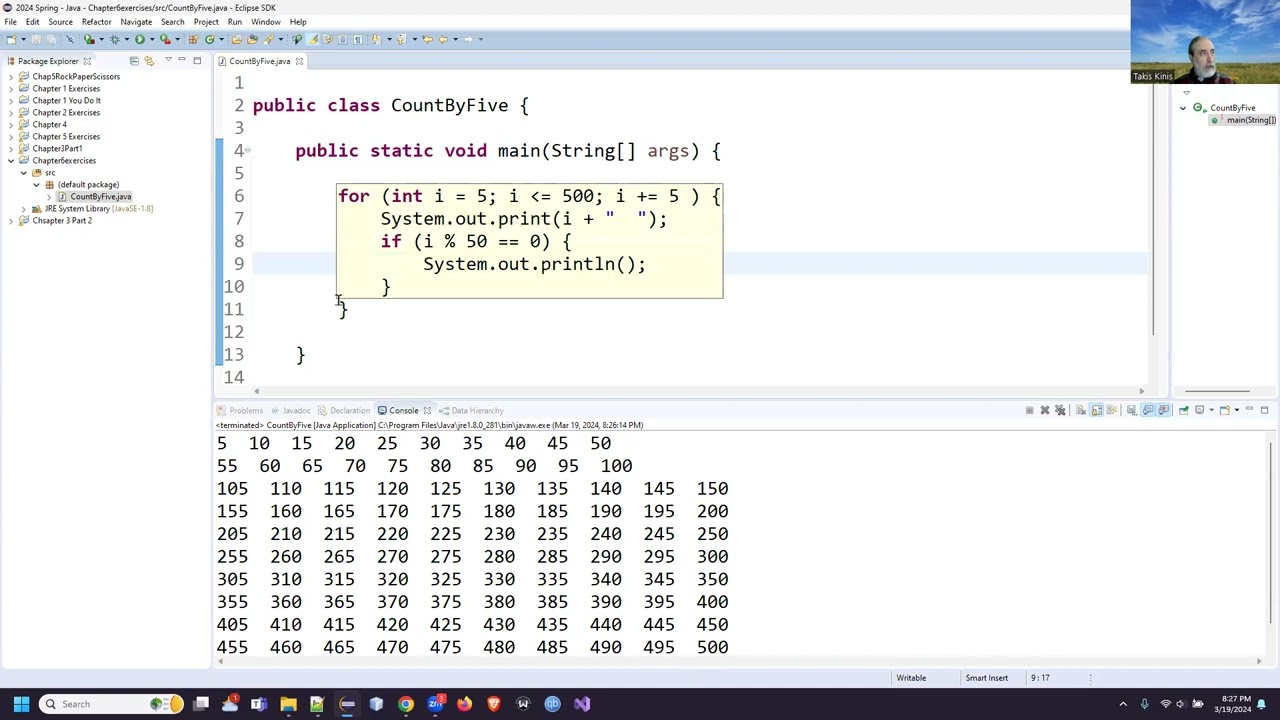 Java Programming 1 - Chapter 6 Exercises Loops - spring 2024