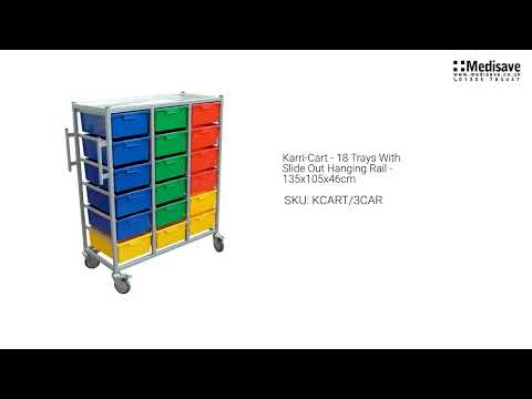 Karri Cart 18 Trays With Slide Out Hanging Rail 135x105x46cm KCART 3CAR