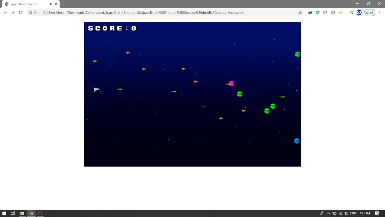 SPACE DROID SHOOTER GAME IN JAVASCRIPT WITH SOURCE CODE