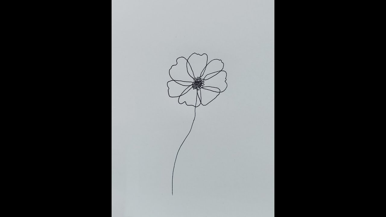 Continuous Line Drawing Cosmic Flower