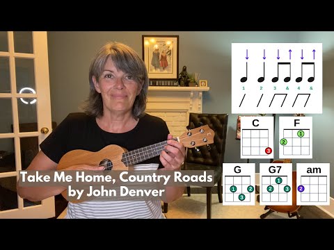 Take Me Home, Country Roads - Ukulele Play Along - Strumming Pattern #2