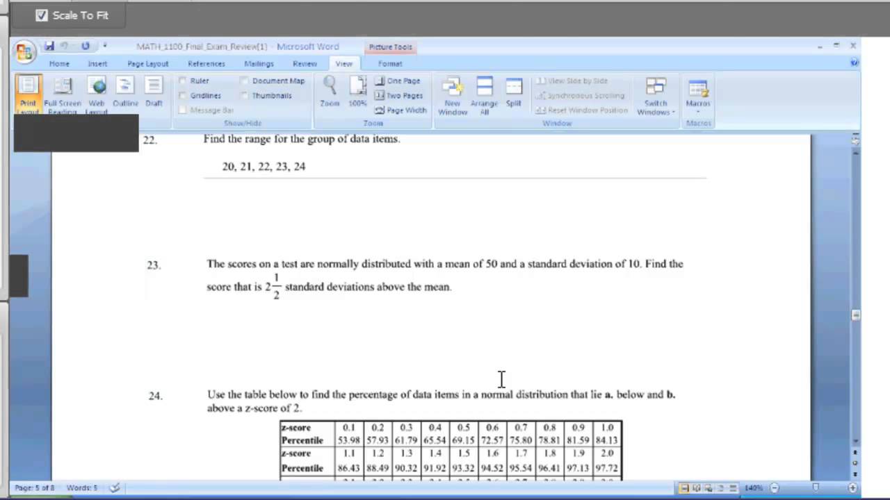 MATH 1100 Spring 2014 Final Exam Review