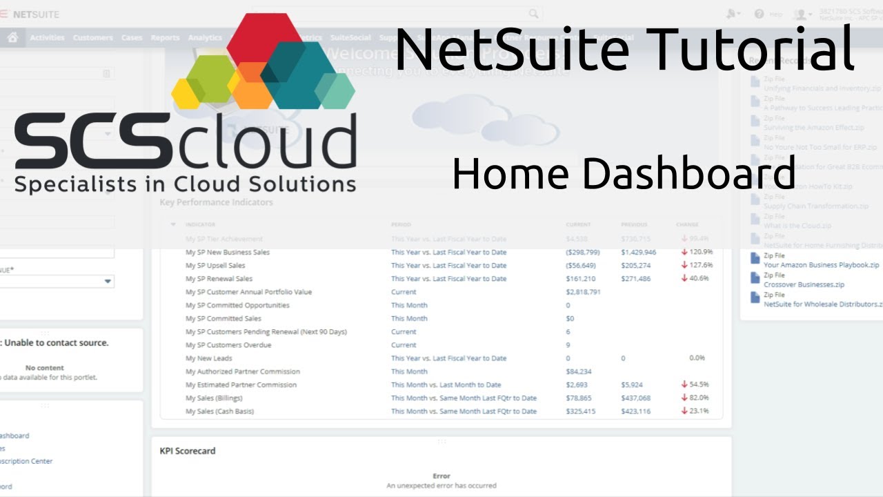 NetSuite Tutorial - Home Dashboard