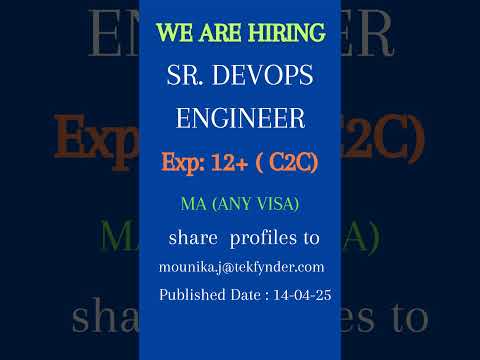 Sr DevOps Engineer MA C2C