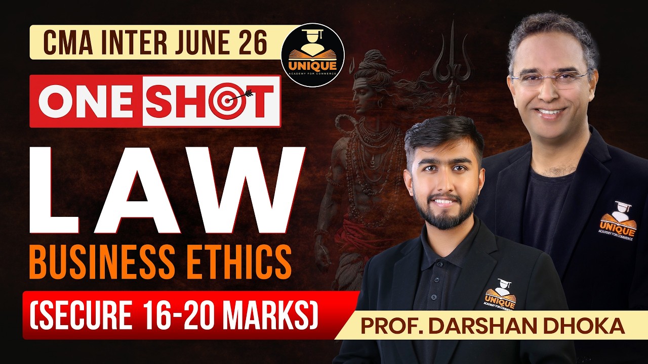 CMA Inter | Business Ethics | Law | June 26 | Mahakaal Series | Prof. Darshan Dhoka