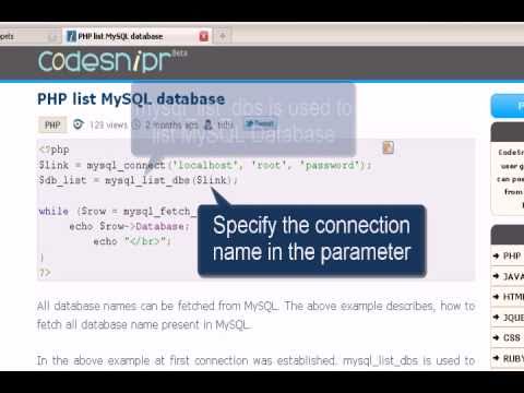 PHP Tutorial : PHP list MySQL database