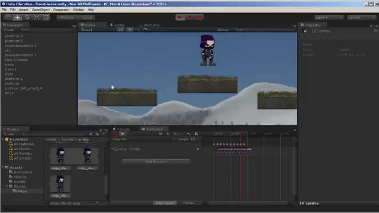 Unity 5 2D Game Design: Animations Part 1