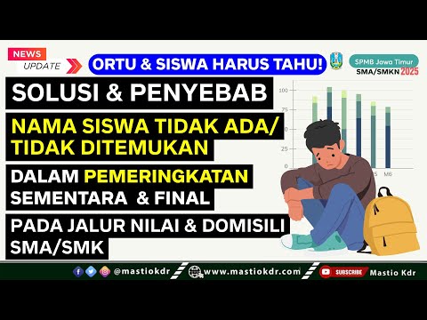 Penyebab & Solusi Nama Siswa TIDAK ADA Di PEMERINGKATAN SEMENTARA/FINAL !  SPMB Jatim 2025