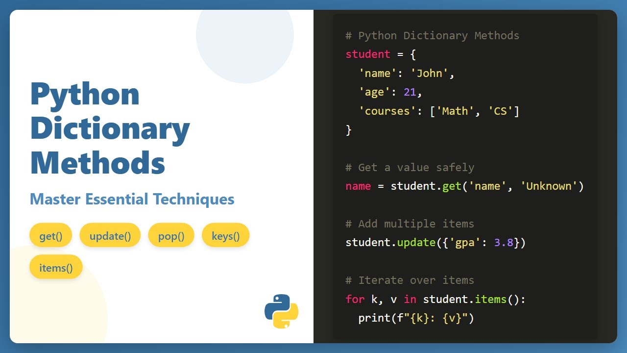 Python Dictionary Mastery: Methods, Comprehensions & Best Practices 🚀