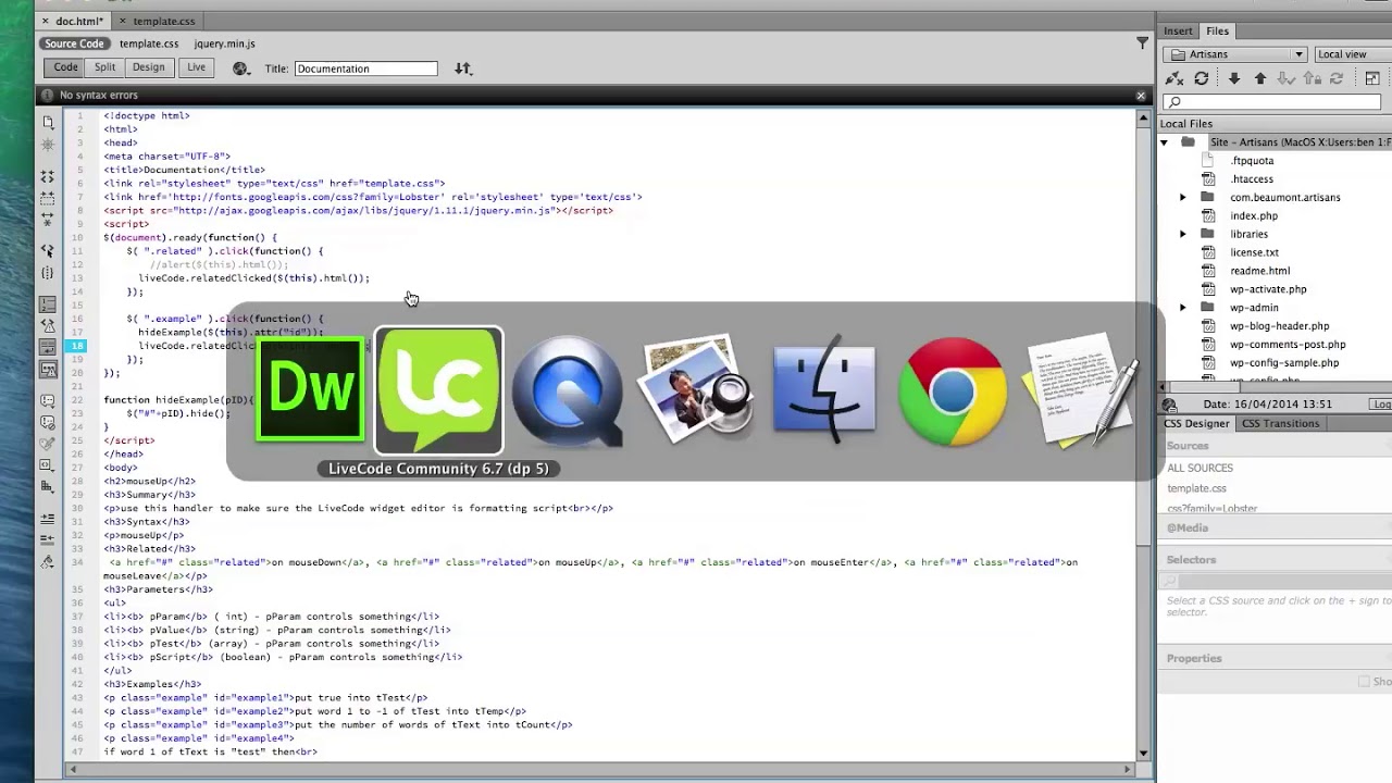 Livecode Javascript communication