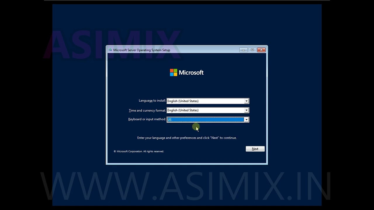 Windows Server 2022 Core (CLI) -  installation