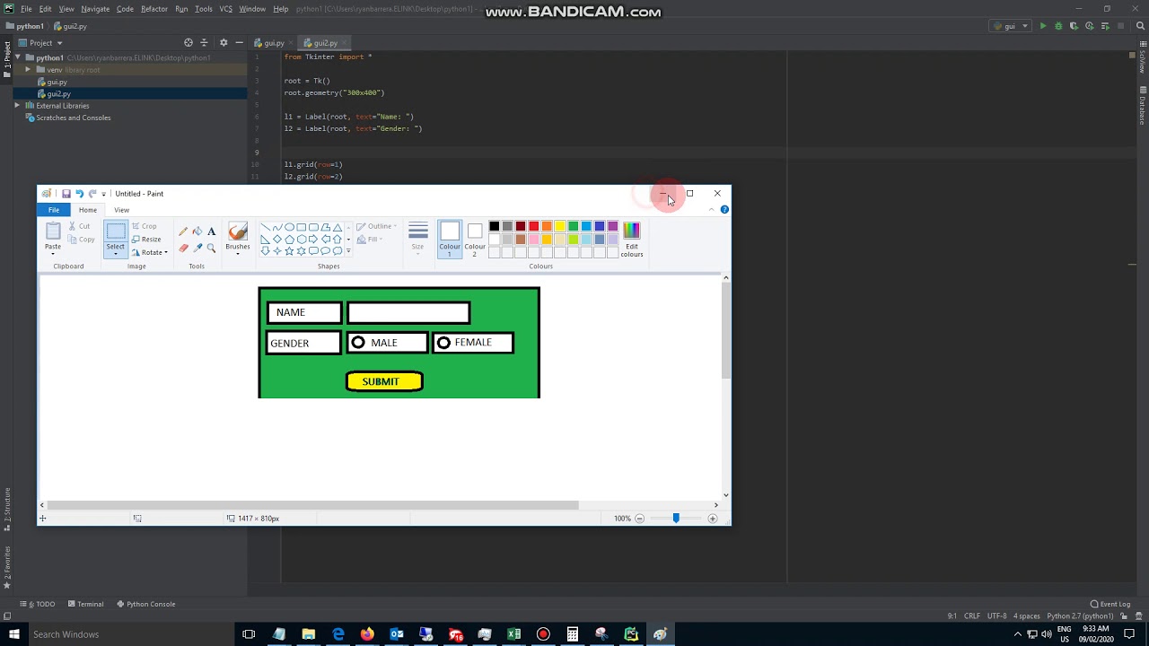 Python Tkinter   take input and display in console screen   Part 1