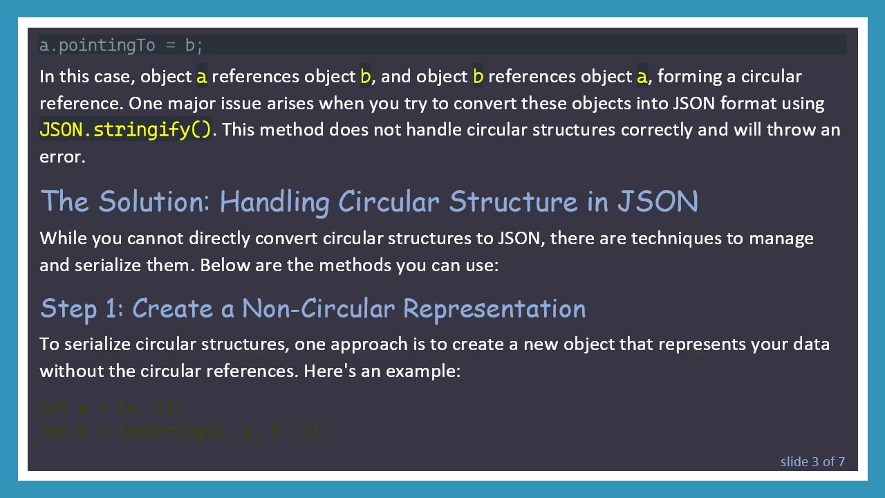 Storing Circular Structure Objects in JSON