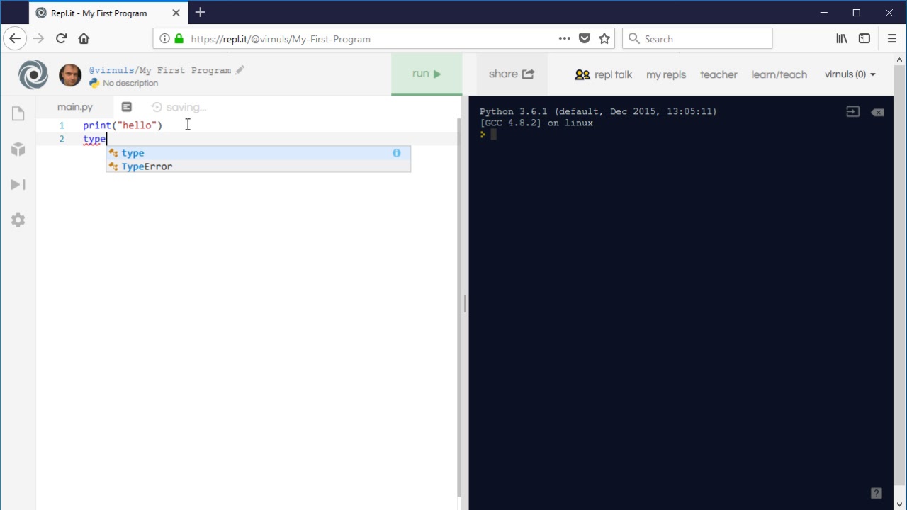Python 3 - Programming with Repl.it