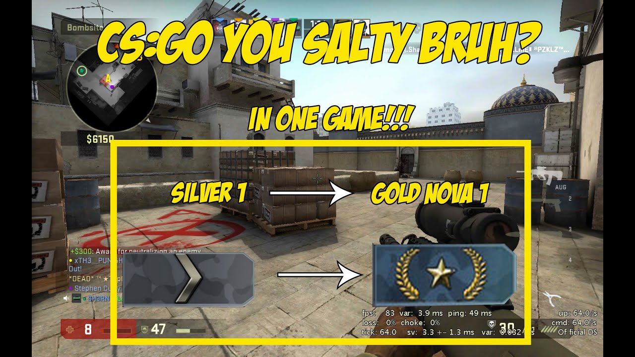 CSGO Pro: Silver 1 to Gold Nova 1 in ONE GAME - You Salty? - CSGO Road to The Best of the Best