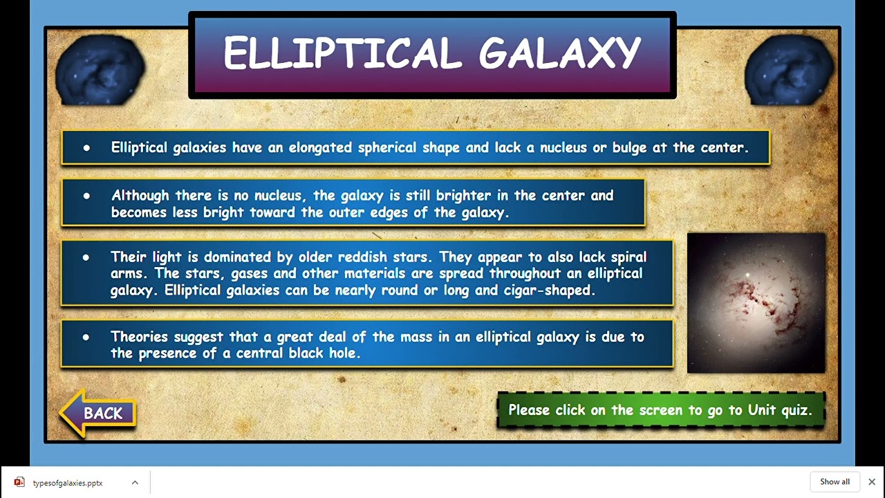 Types Of Galaxies, Space: Interactive Google Slides + Powerpoint Version + Printable Worksheet