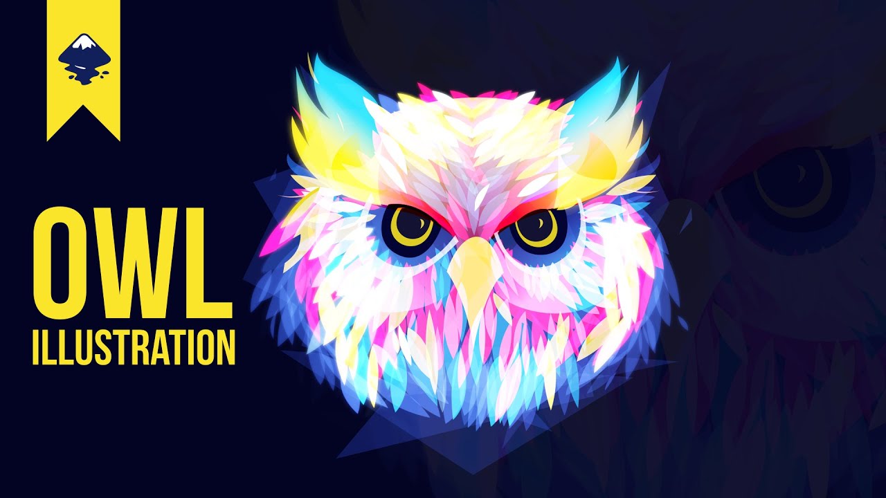 Inkscape Speed Art : Vibrant Owl Illustration with Blend Modes