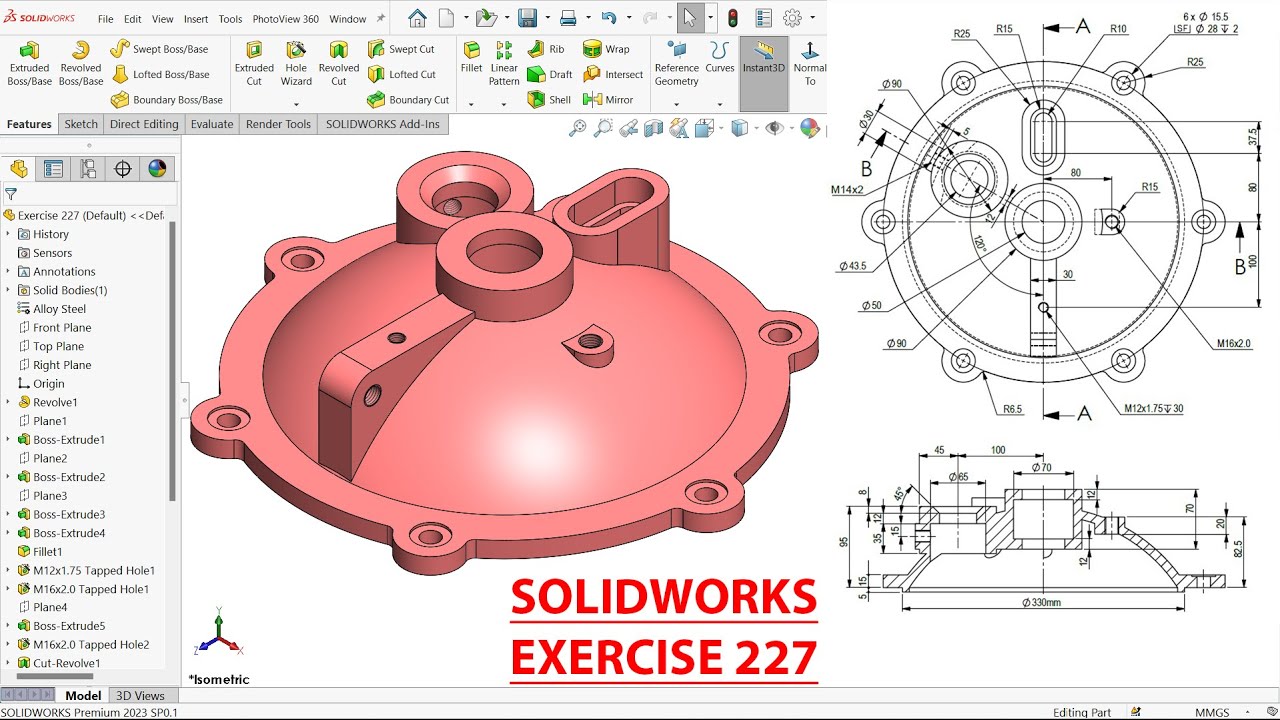 SolidWorks Tutorial for Beginners Exercise 227