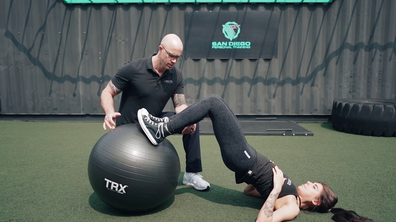 Stability Ball Hamstring Curl to strengthen legs
