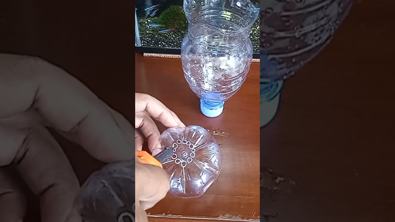 Membuat pot vas bunga dari botol plastik bekas