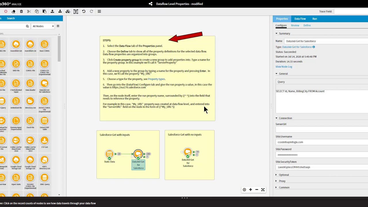 Data360 Analyze Dataflow level properties
