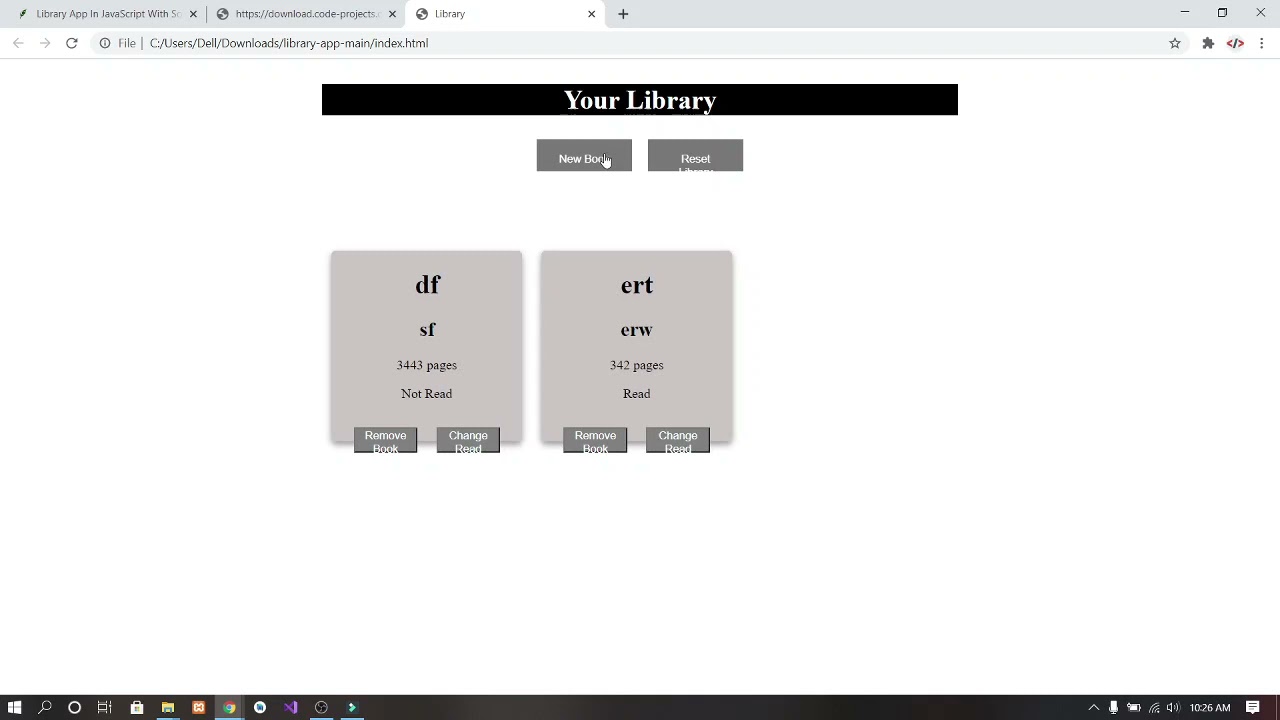 Library App In JavaScript With Source Code | Source Code & Projects
