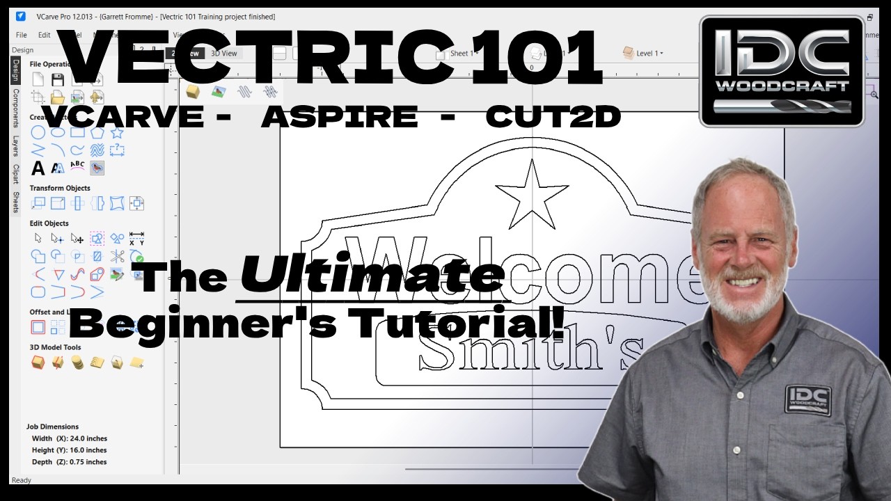 The Most Complete Vectric 101 Tutorial for Beginners (Vcarve, Aspire, Cut2D), CNC Router Project
