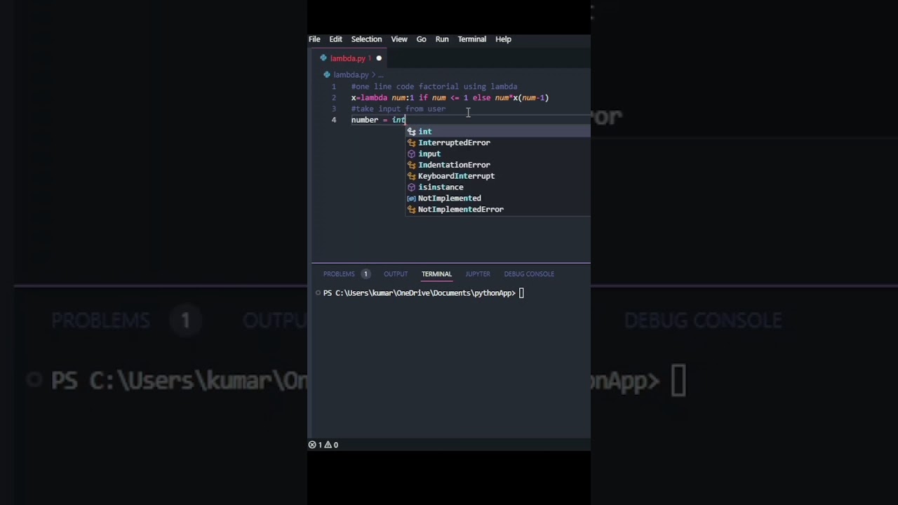 Python Lambda One Line Code for Factorial #python #coding #programming #engineering