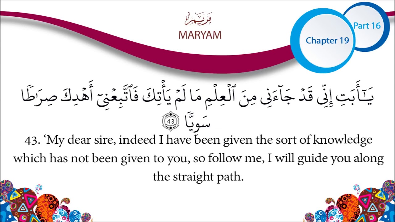 Quran English Recitation Audio Chapter 19 Mary Surah 19 Maryam