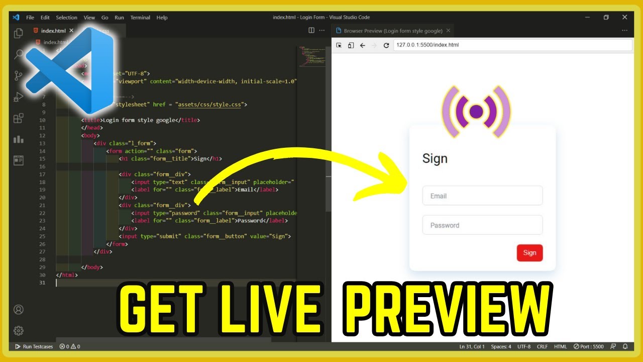 Get Live HTML Preview In Visual Studio Code | Live Preview In Browser